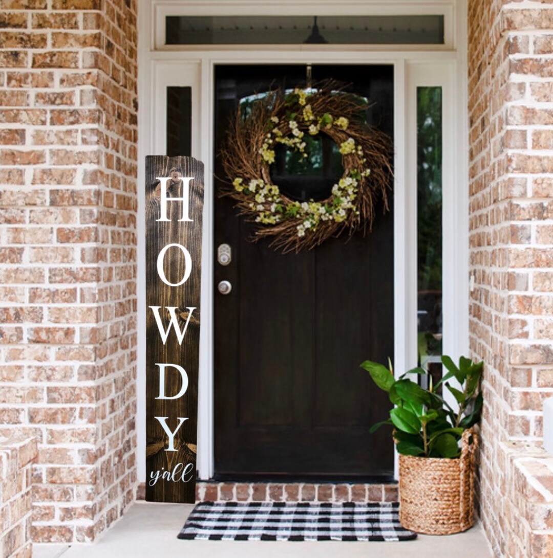 Howdy Y'all Wood Front Door Porch Welcome Sign, Housewarming Gift for ...