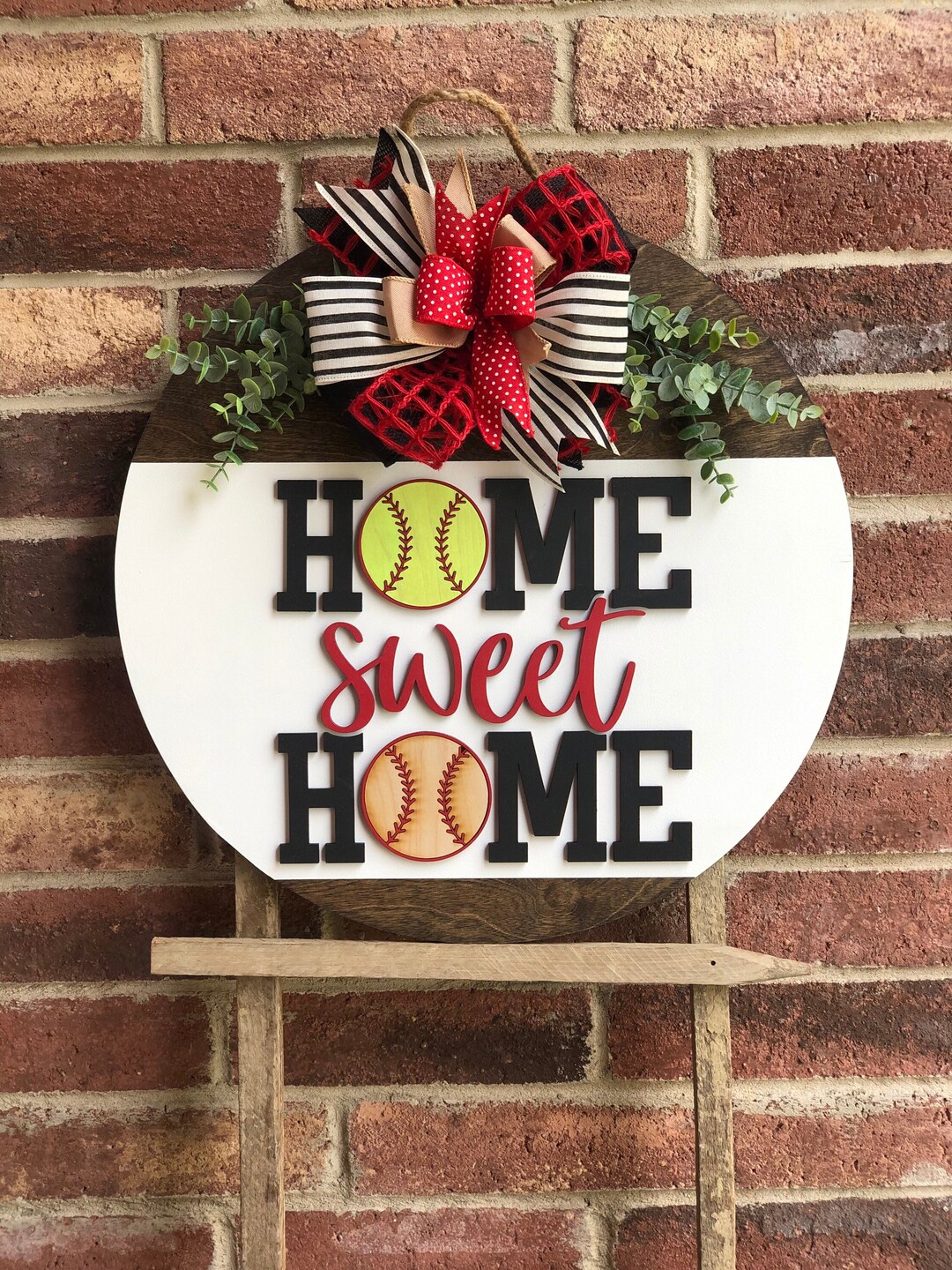 Front Door Decor, Baseball Door Hanger, Softball Home Sweet Home Sign ...