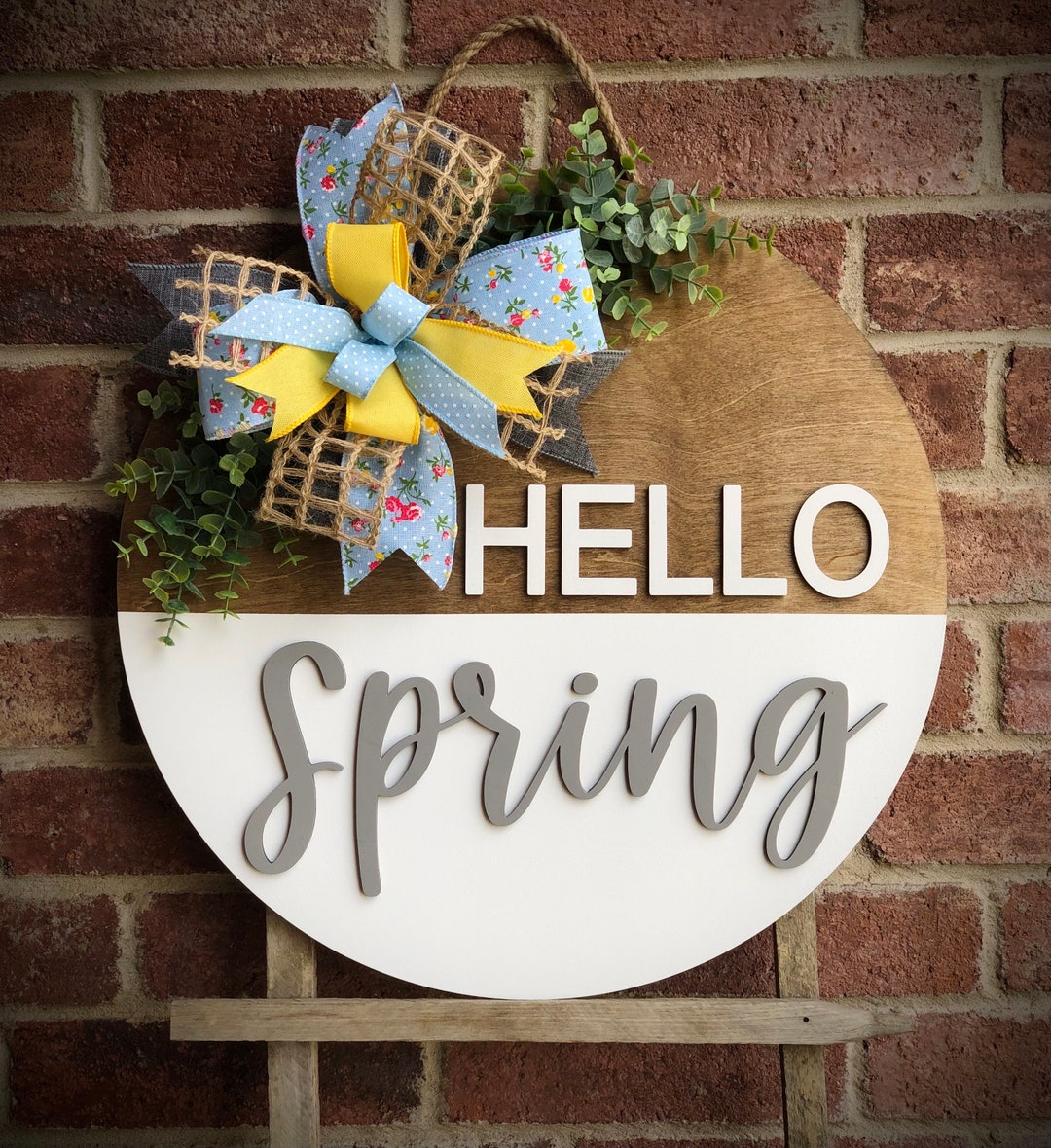 Spring Door Hanger, Front Door Decor, Hello Spring Sign, Spring Door ...