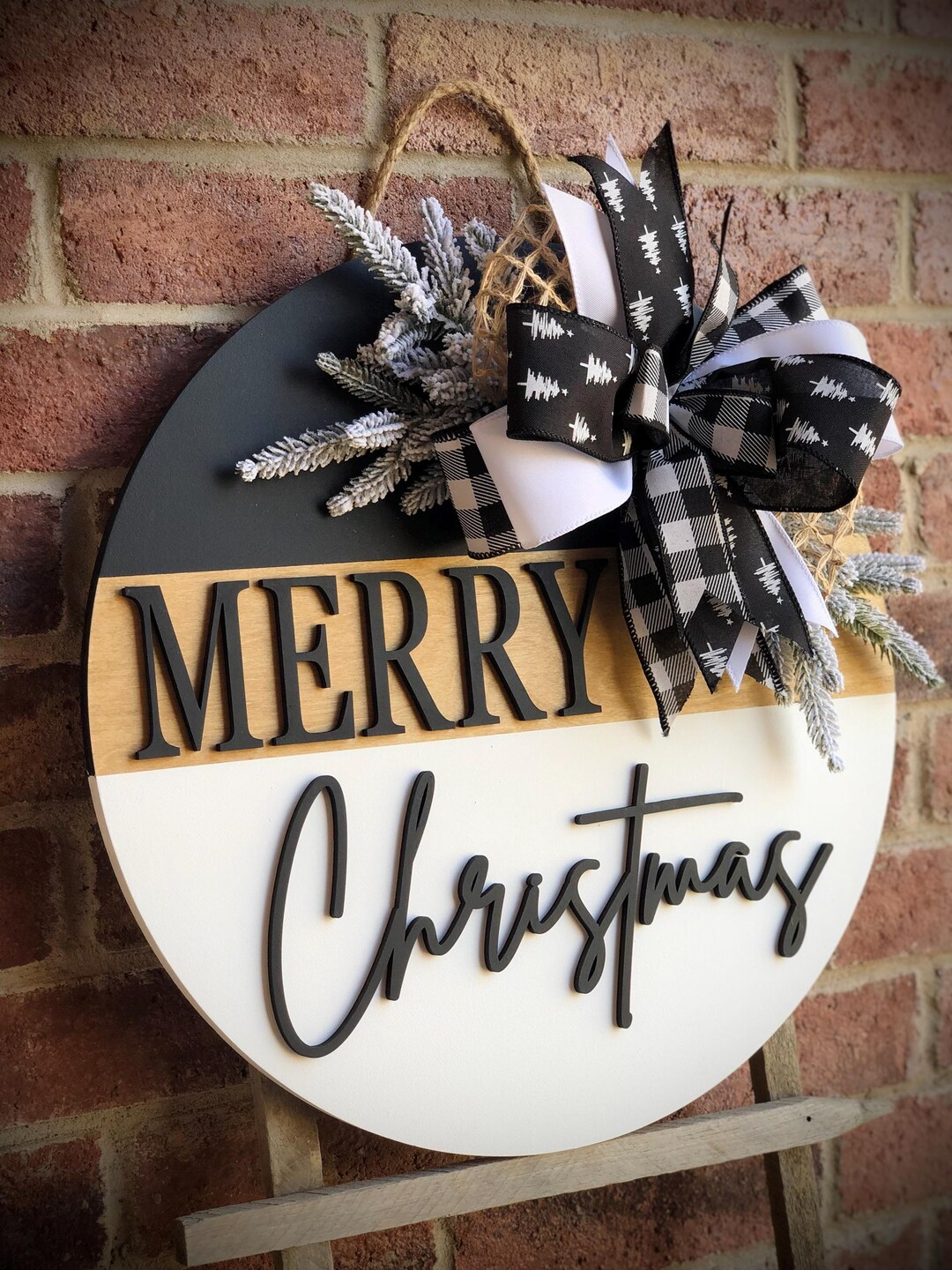 Merry Christmas Door Hanger, Modern Christmas Sign, Door Decor Raised ...