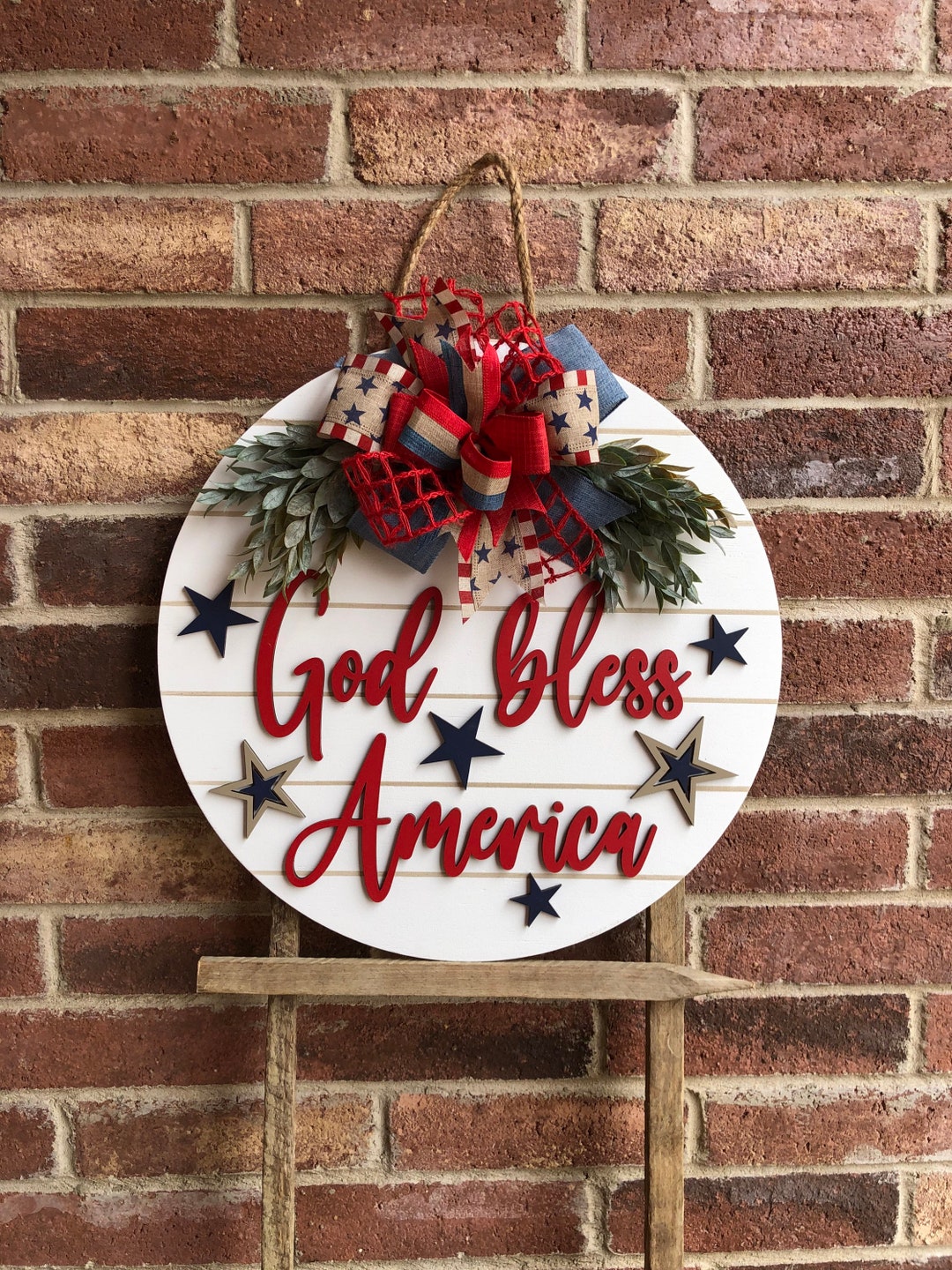 Front Door Decor, God Bless America Door Hanger, Americana Home Decor ...