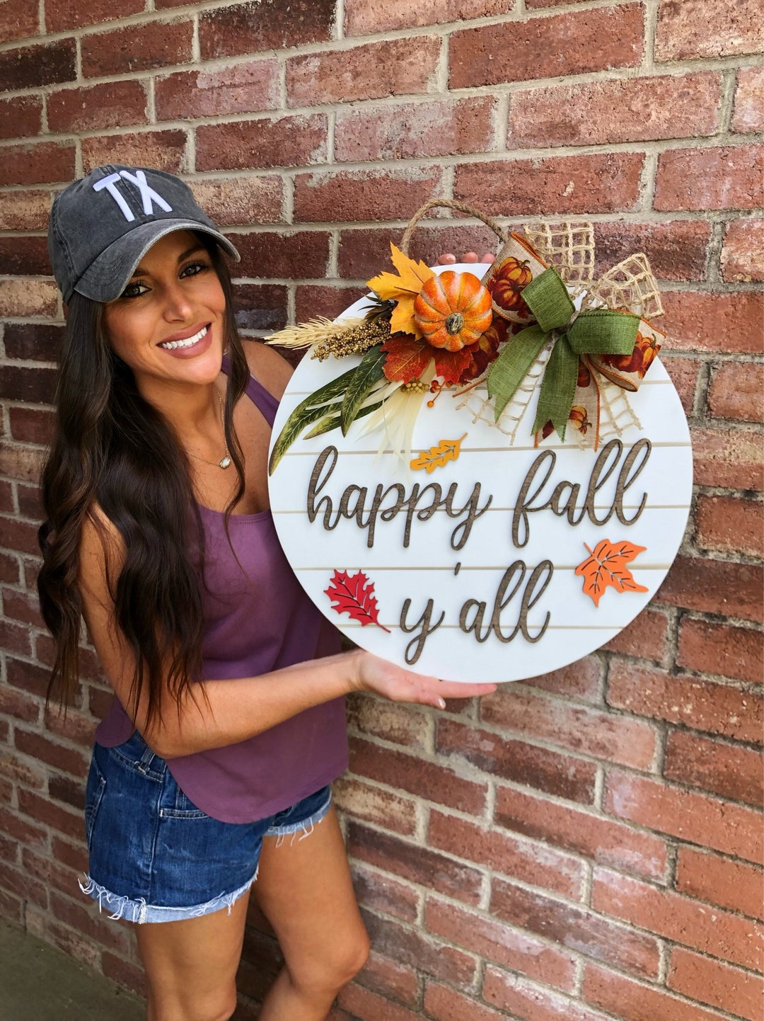 Fall Front Door Decor, Happy Fall Y’all Door Hanger, 3D Lettering ...