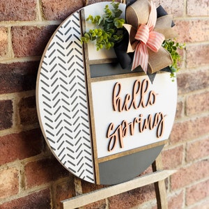 Spring Door Hanger, Front Door Decor, Hello Spring Sign, Spring Door ...