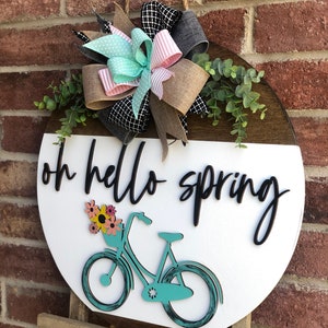 Spring Front Door Decor, Spring Door Hanger, Oh Hello Spring Sign ...