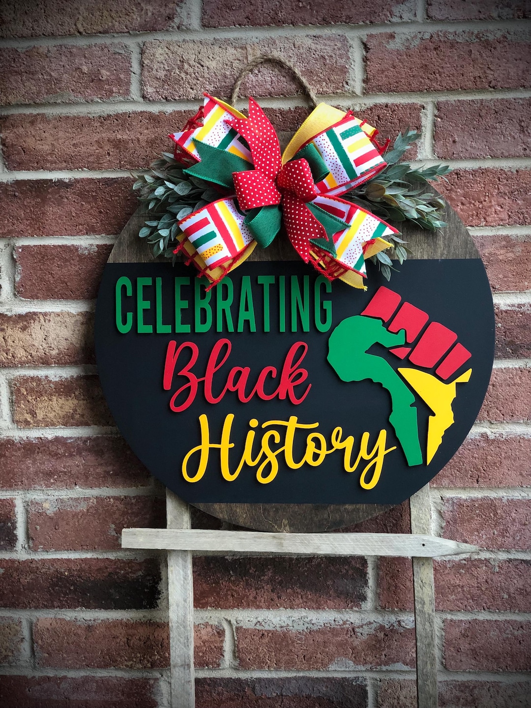 Celebrating Black History Front Door Wreath, African Power Fist Door ...