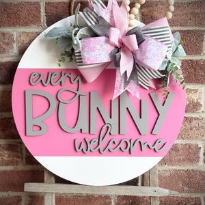 Happy Easter Door Hanger, Every Bunny Welcome Front Door Decor, Bunny ...