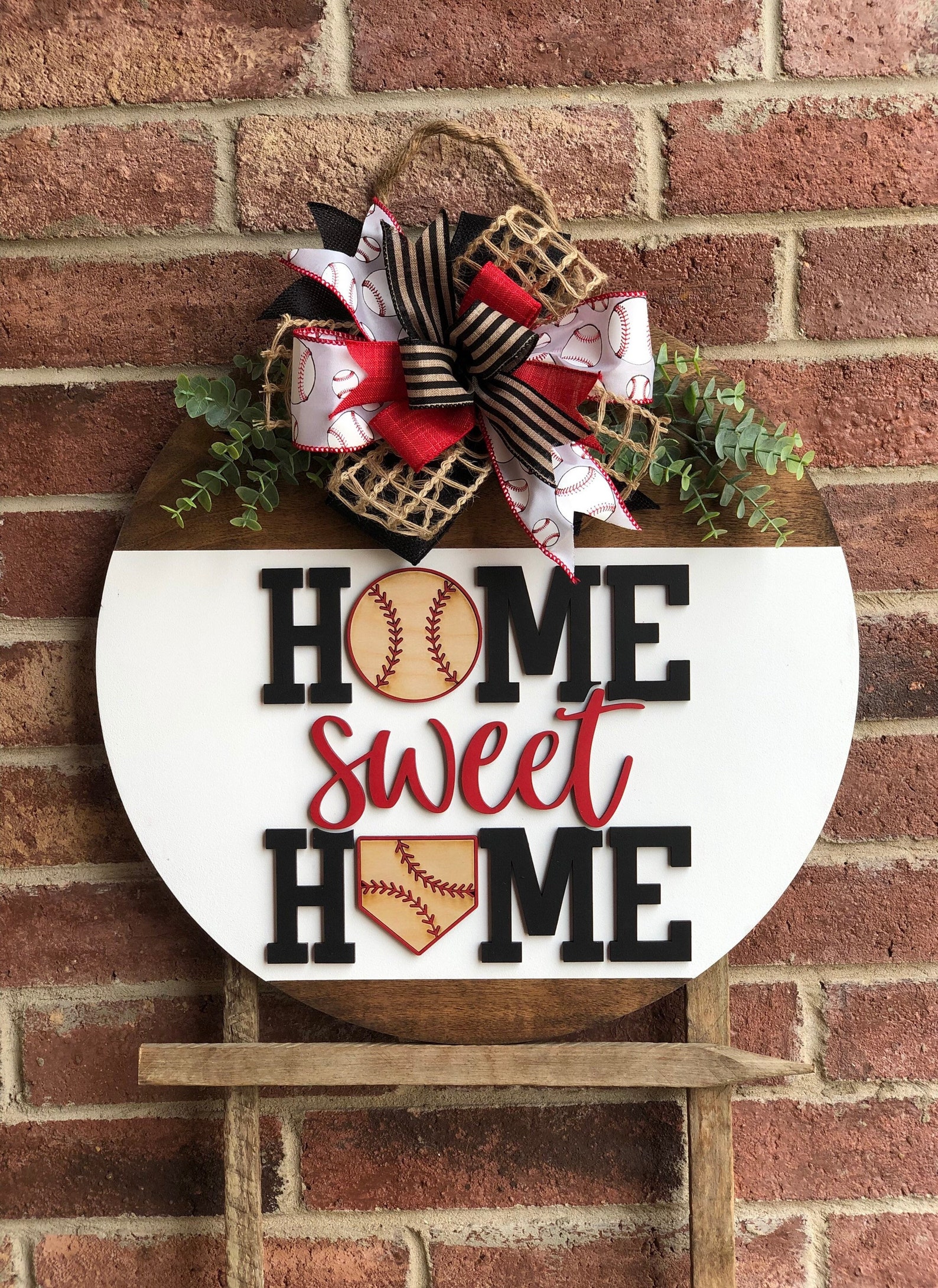 Front Door Decor Baseball Door Hanger Home Sweet Home Sign | Etsy