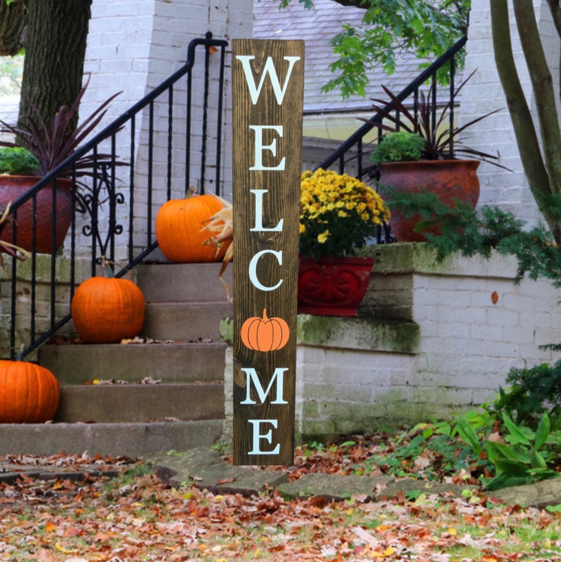 Fall Welcome Sign for Front Porch, Pumpkin Fall Sign, Fall Welcome ...
