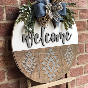 Front Door Decor, Aztec Welcome Door Hanger, Front Door Sign, Porch ...