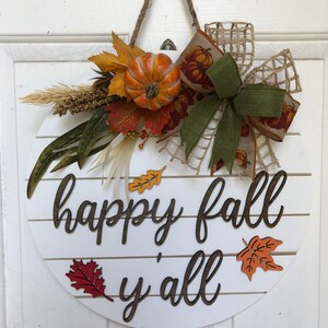 Fall Front Door Decor, Happy Fall Y’all Door Hanger, 3D Lettering ...