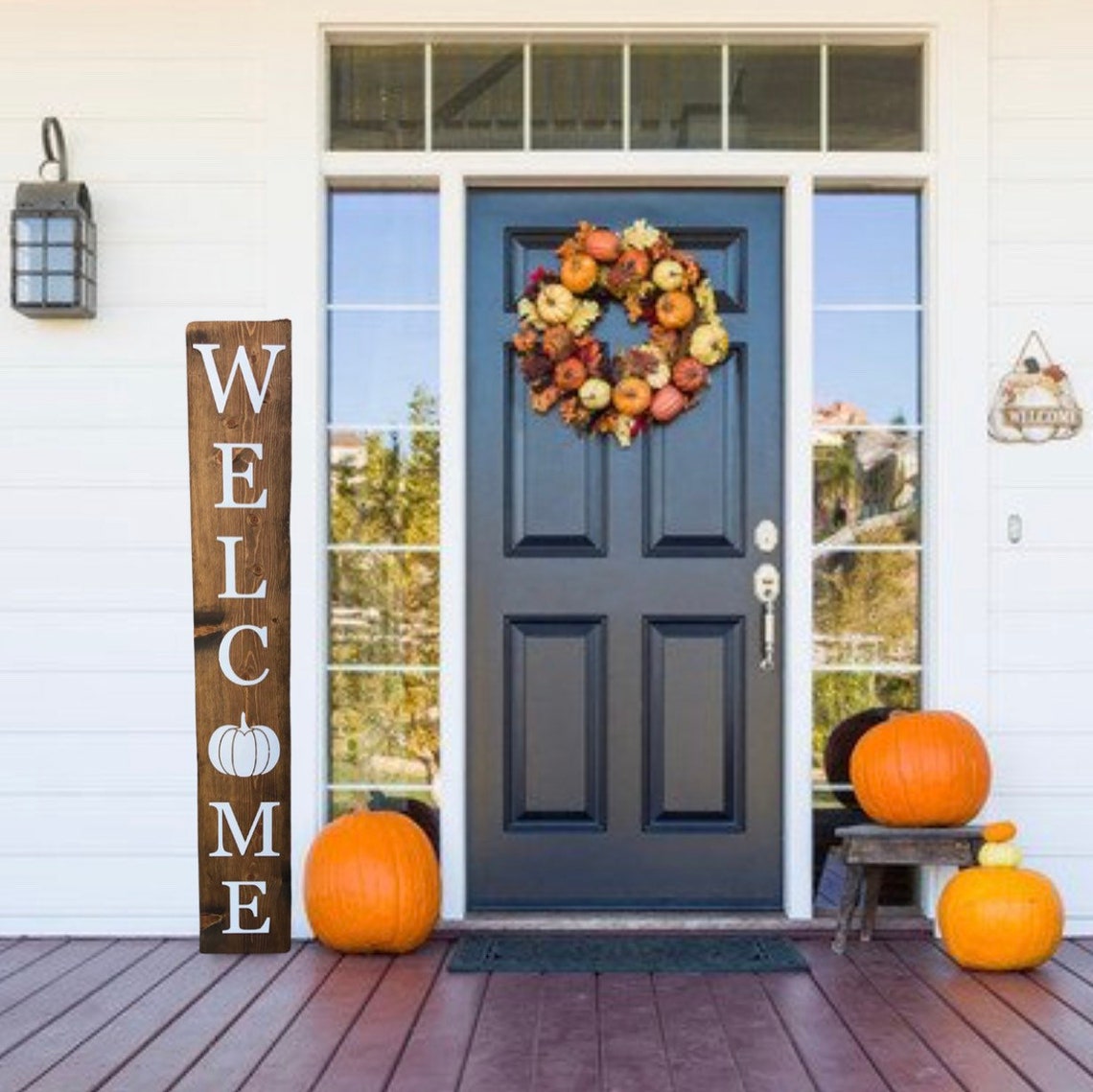 Fall Welcome Sign for Front Porch, Pumpkin Fall Sign, Fall Welcome ...