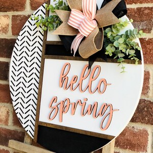 Spring Door Hanger, Front Door Decor, Hello Spring Sign, Spring Door ...