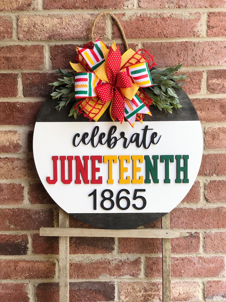 Front Door Decor, Juneteenth Wreath, Juneteenth Door Hanger Sign, Black ...