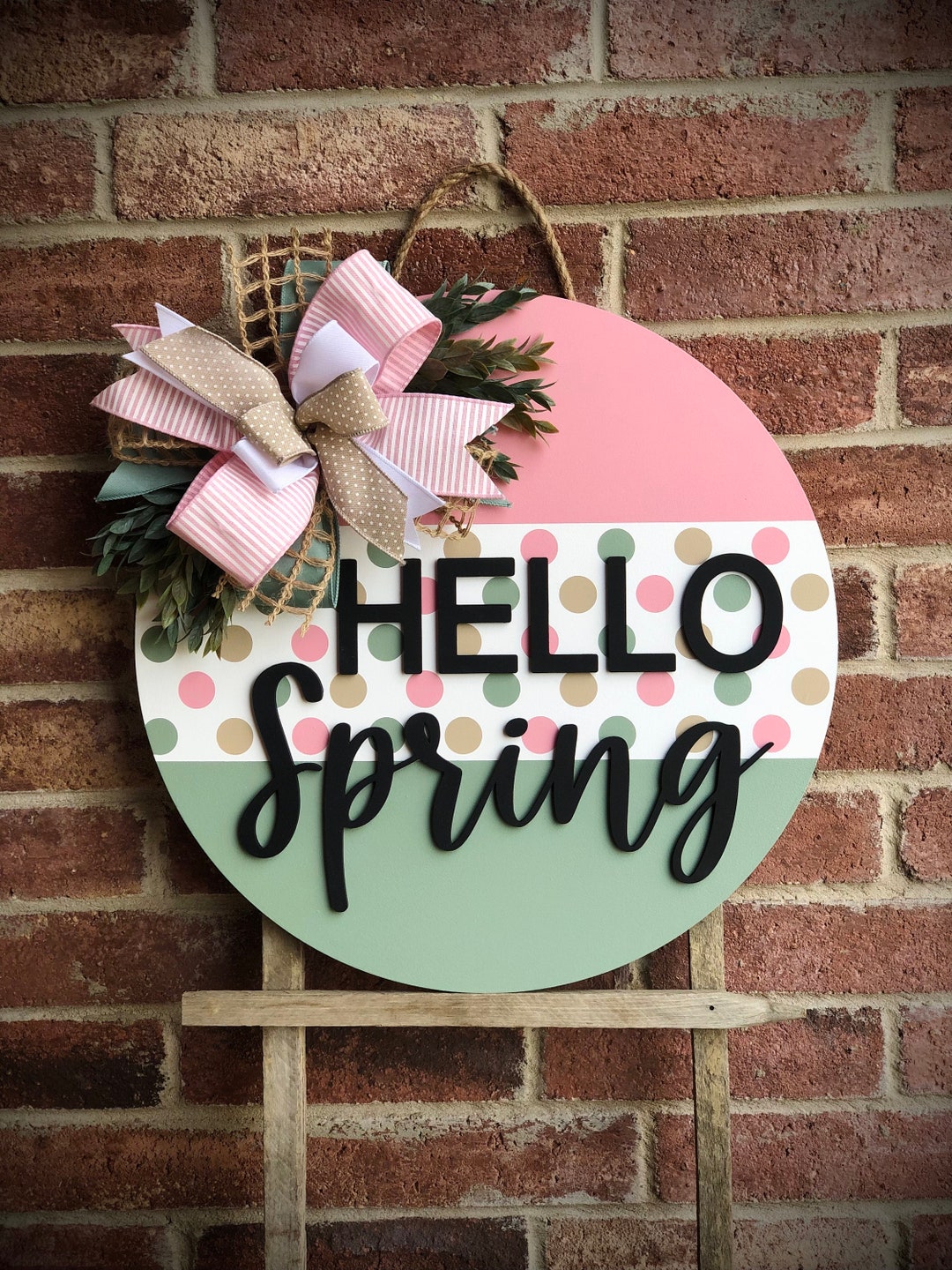 Spring Door Hanger, Front Door Decor, Hello Spring Sign, Spring Door ...