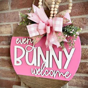 Happy Easter Door Hanger, Every Bunny Welcome Front Door Decor, Bunny ...