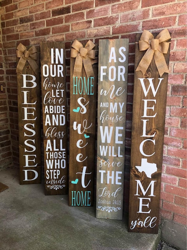 Scripture Porch Sign, Welcome Front Door Sign, Religious Housewarming ...