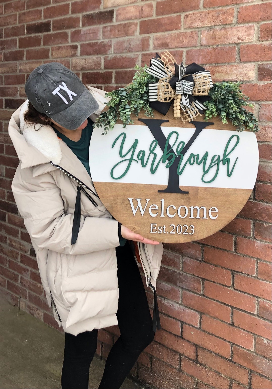 Front Door Decor, Personalized Family Name Sign Door Hanger, Monogram ...