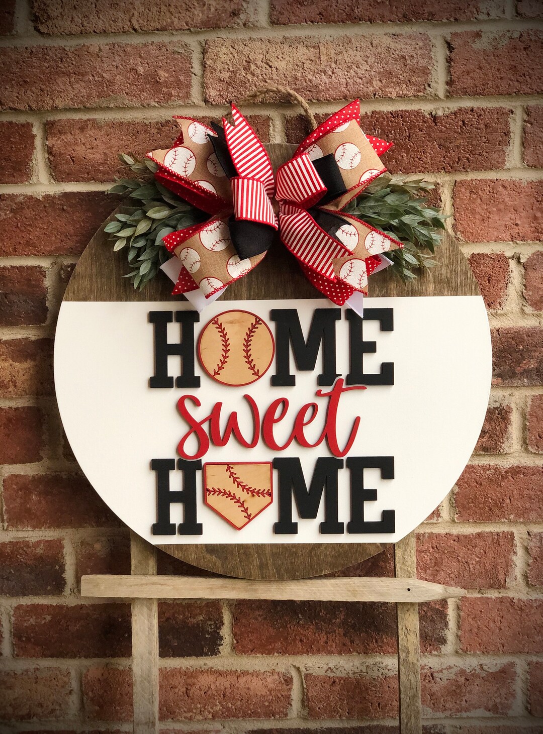 Home Sweet Home Baseball Door Hanger, Front Door Decor Baseball Sign ...