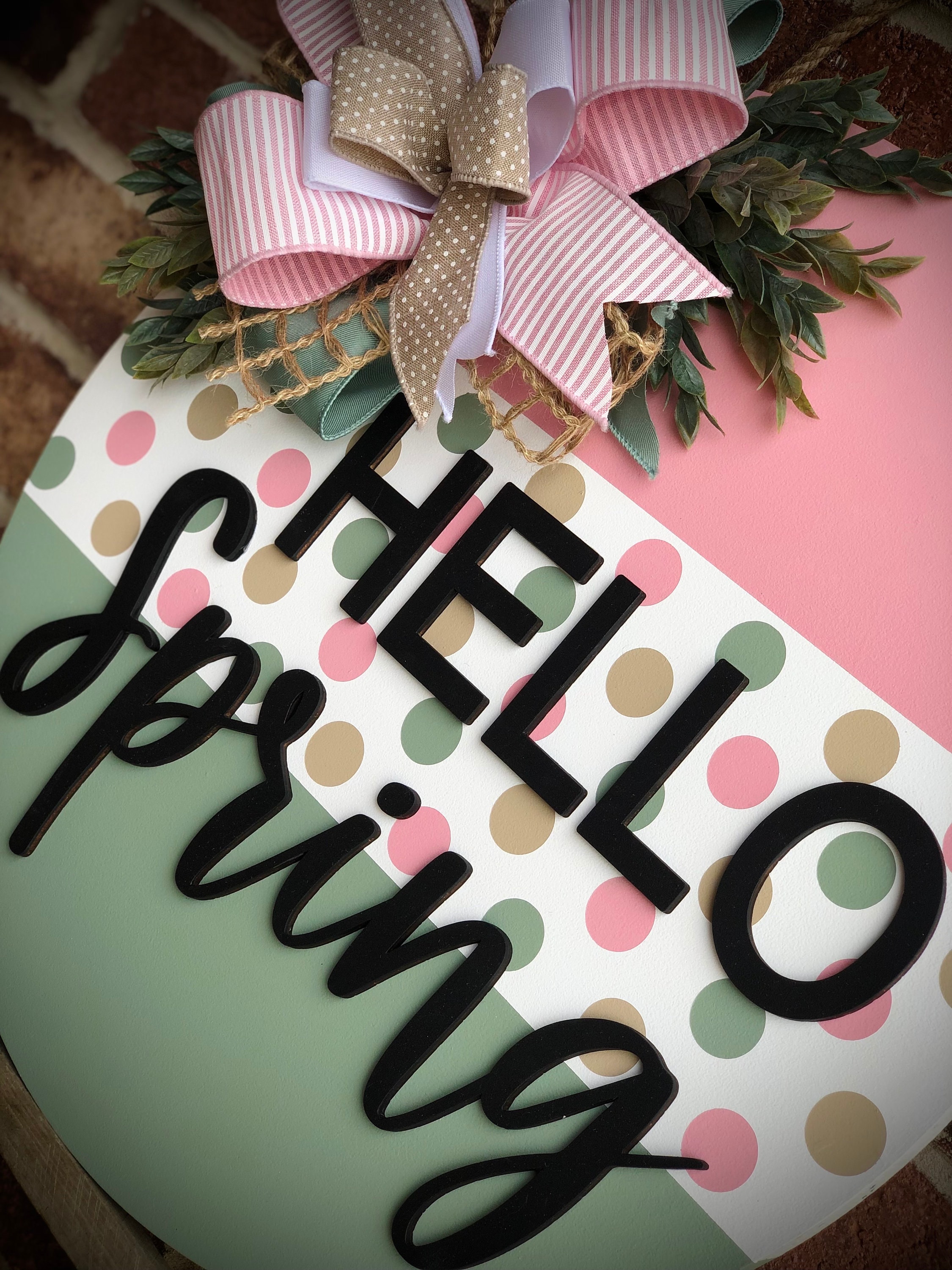 Spring Door Hanger, Front Door Decor, Hello Spring Sign, Spring Door ...