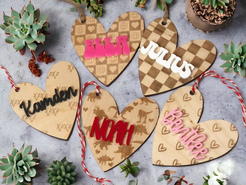 Valentine’s Day Gift Tag, Valentine’s Day Name Tags, 3D Wood Acrylic ...