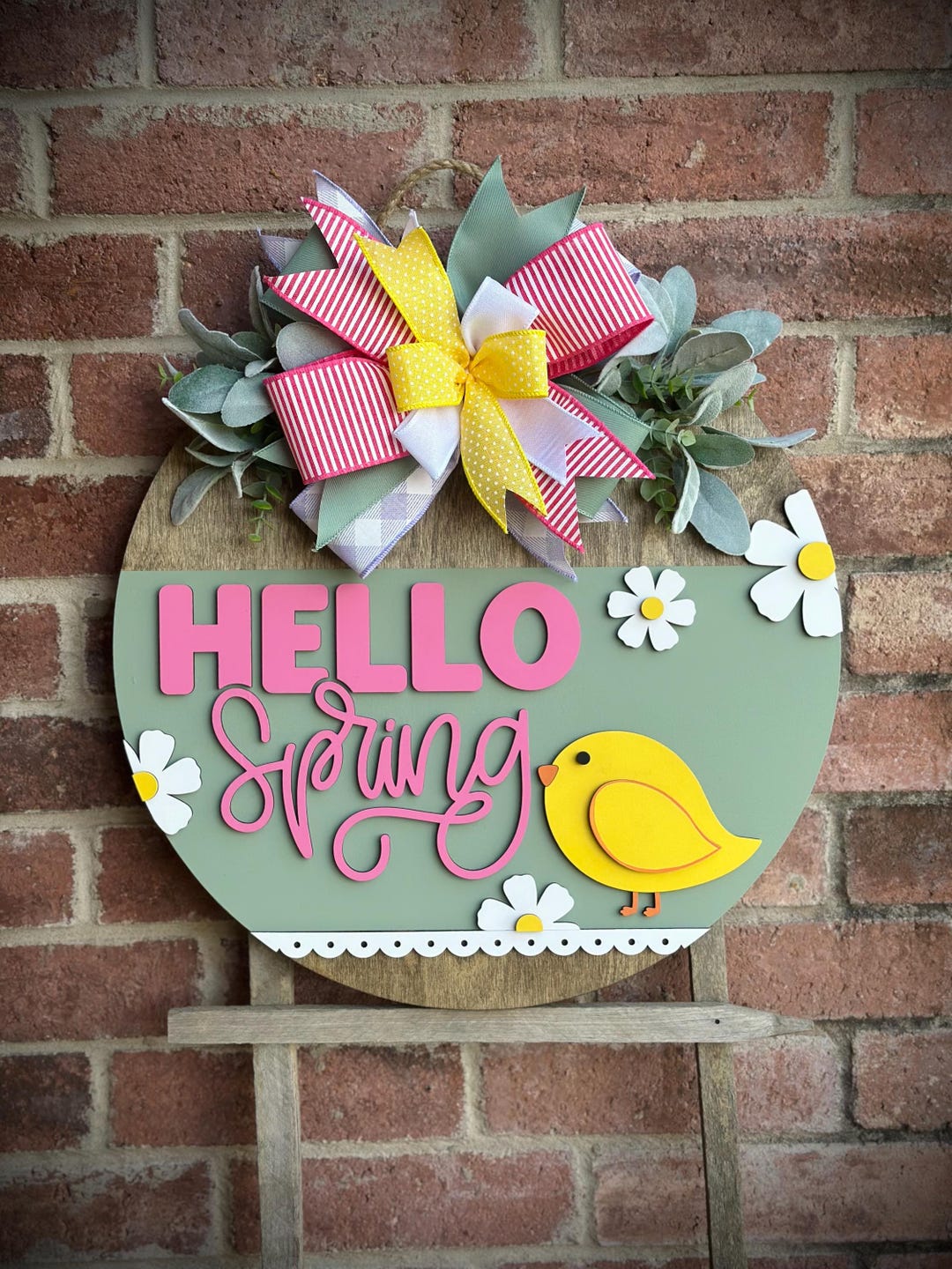 Spring Door Hanger, Front Door Decor, Hello Spring Sign, Spring Door ...