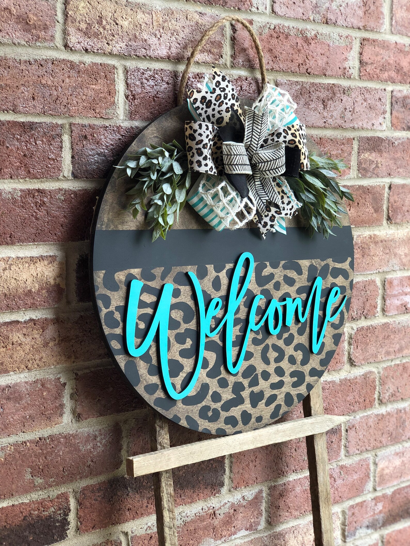 Front Door Decor, Leopard Door Hanger, Welcome Door Wreath, Front Door ...