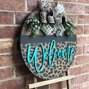 Front Door Decor, Leopard Door Hanger, Welcome Door Wreath, Front Door ...