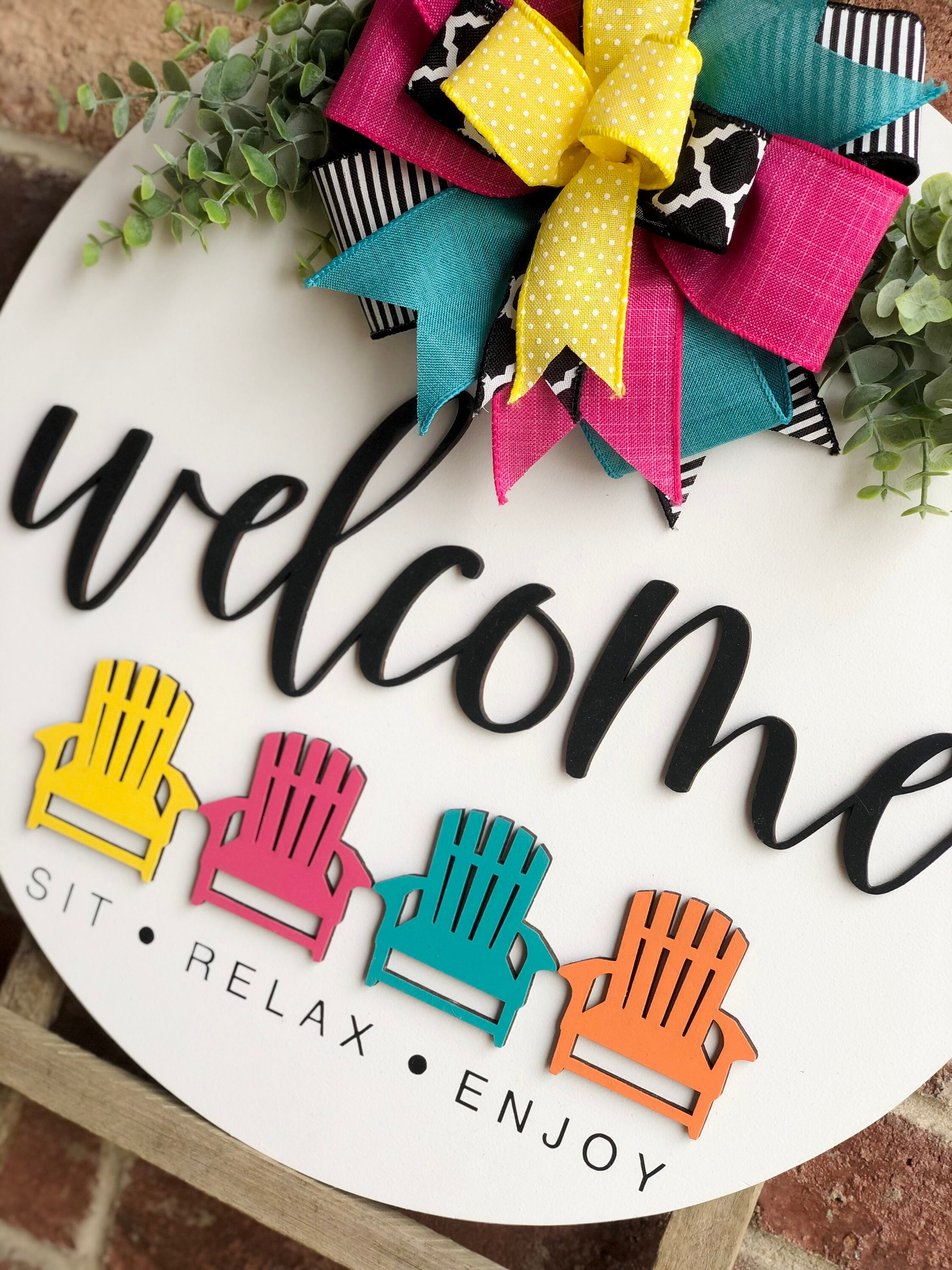 Front Door Decor, Welcome Door Hanger, Front Door Sign, Spring Decor ...