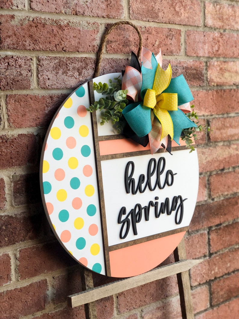 Spring Door Hanger Front Door Decor Hello Spring Sign - Etsy