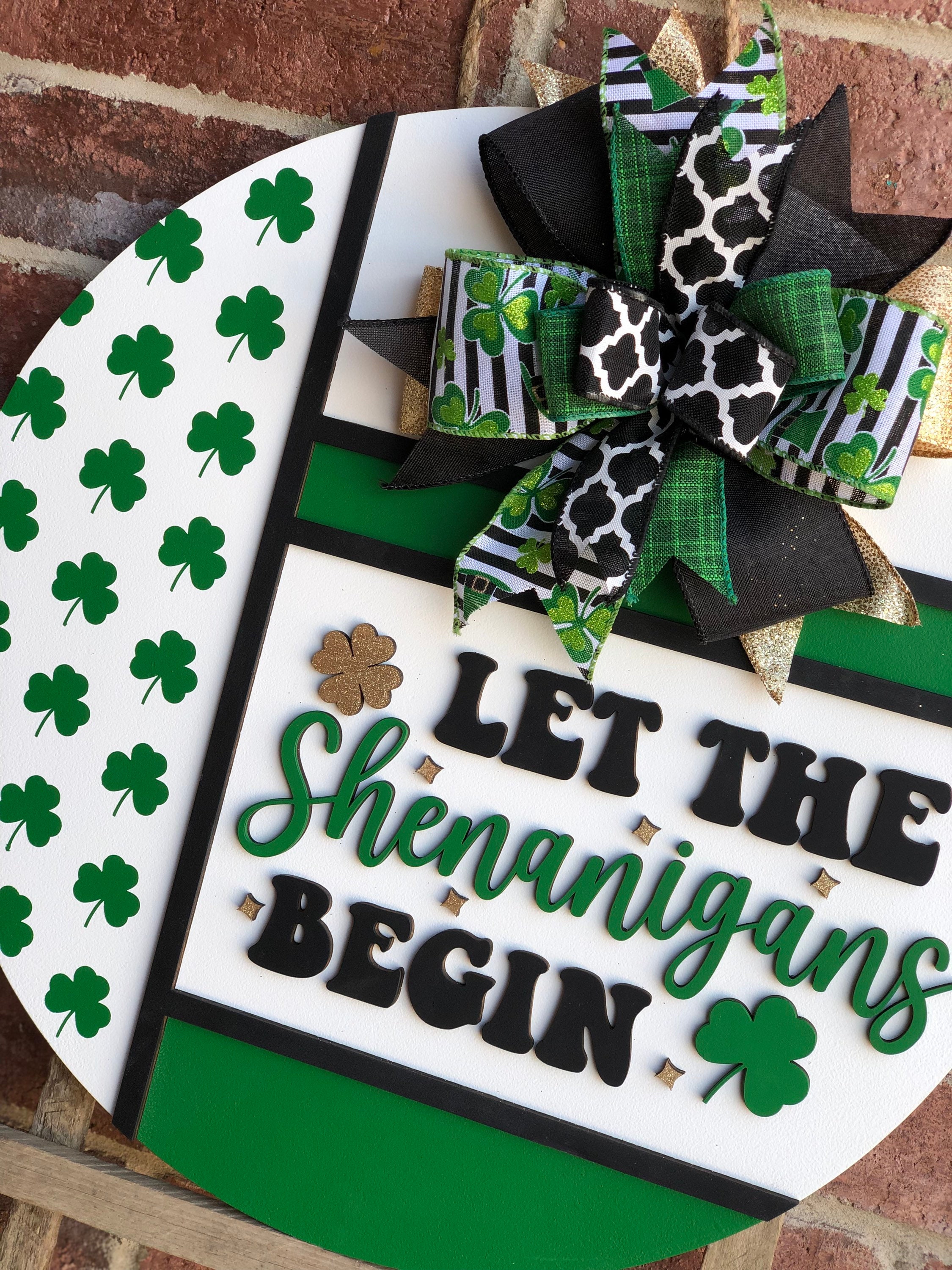 Front Door Decor, St Patrick’s Day Door Hanger, Let the Shenanigans ...