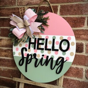 Spring Door Hanger, Front Door Decor, Hello Spring Sign, Spring Door ...