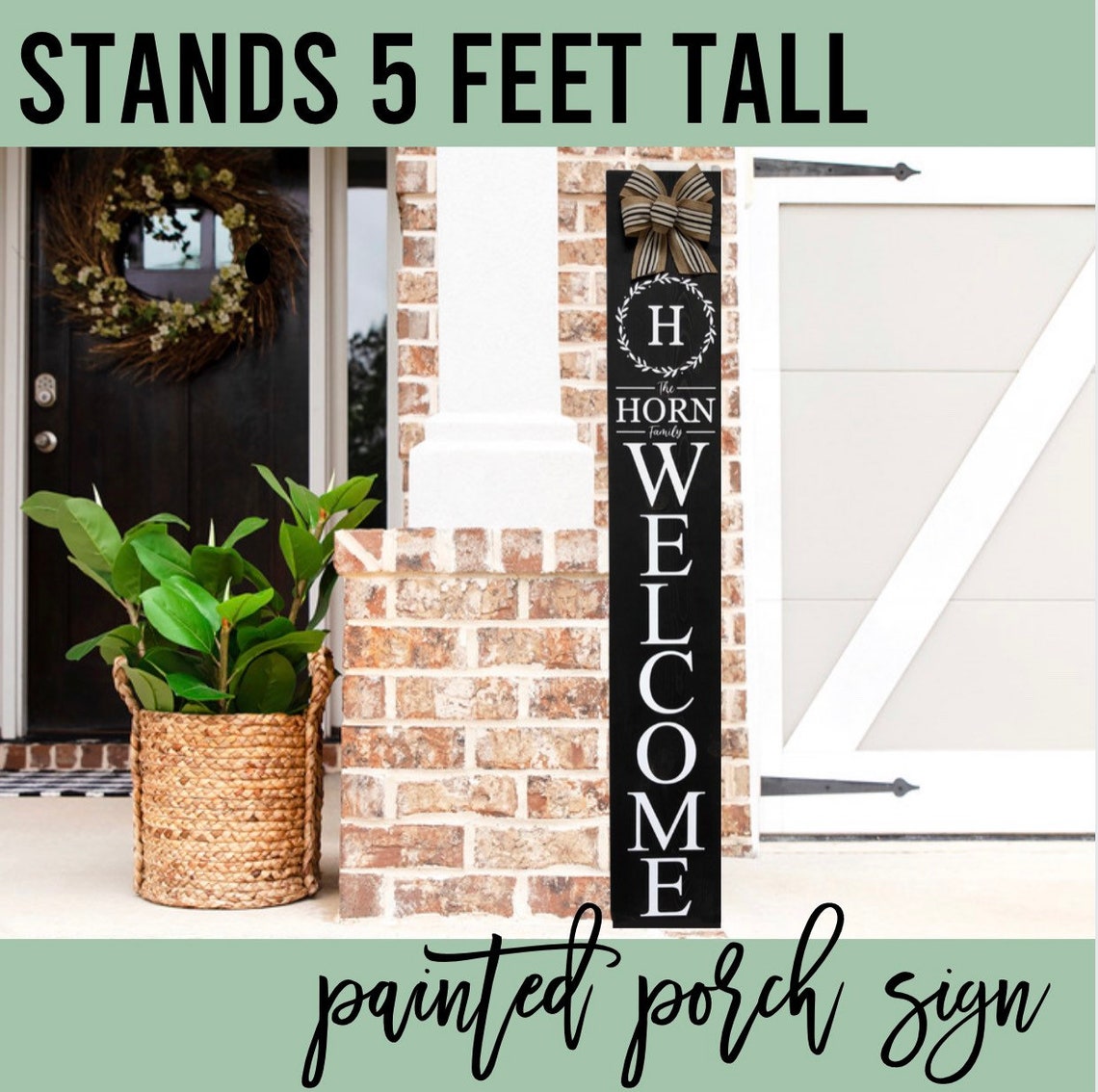 Monogram Welcome Sign for Front Porch Personalized Last Name - Etsy