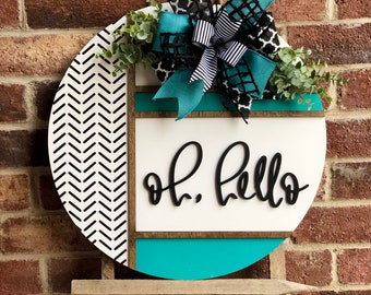 Front Door Decor | Hello | Hello Door Hanger | Wreath | Year Round ...