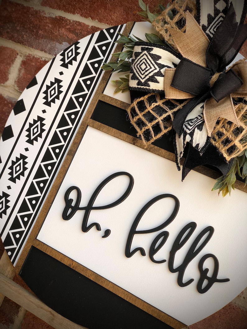 Front Door Decor, Aztec Welcome Door Hanger, Howdy Door Sign, Porch ...