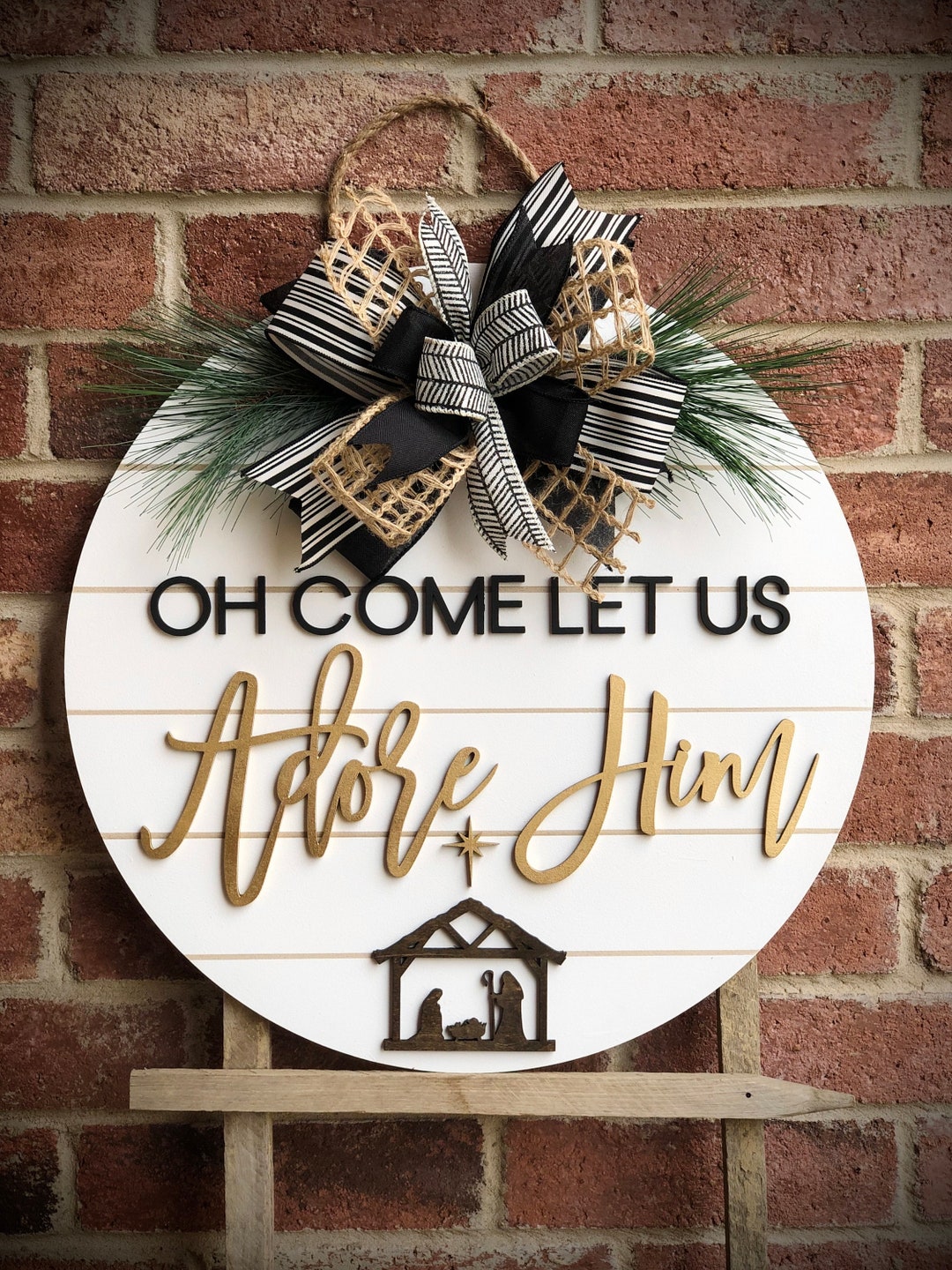 Christmas Front Door Decor, Nativity Scene Merry Christmas Door Signs ...