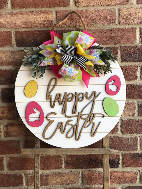 Happy Easter Door Hanger Front Door Decor Easter Wreath - Etsy