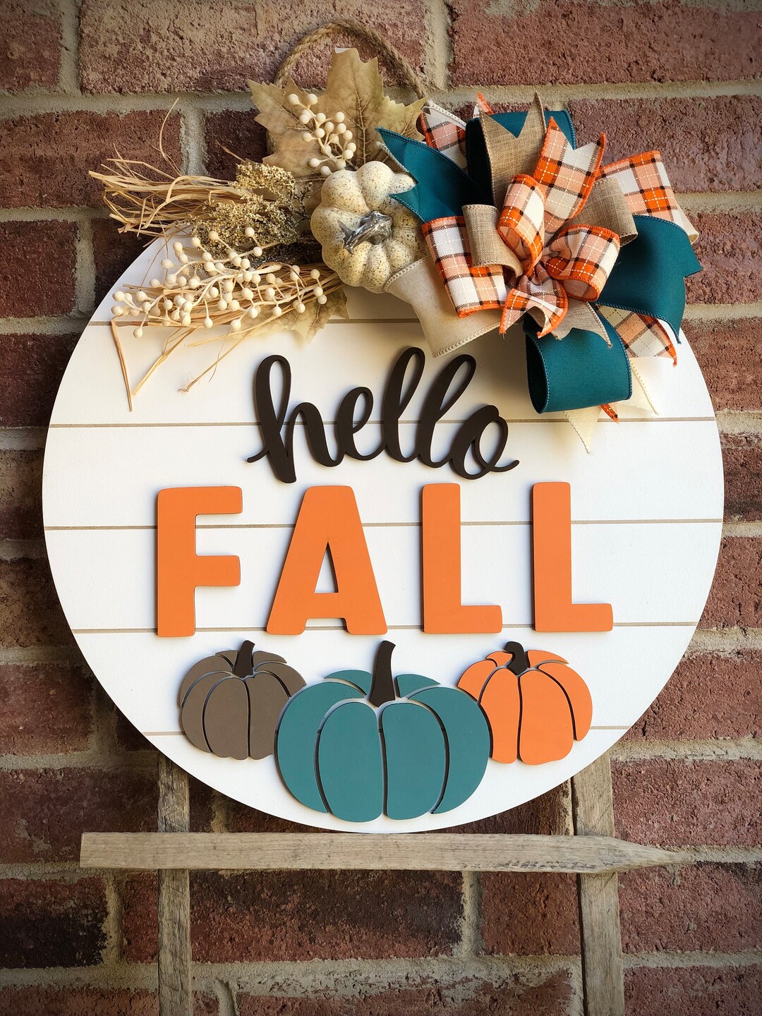 Hello Fall Door Hanger, Hello Pumpkin Door Hanger, Fall Decor for Front ...
