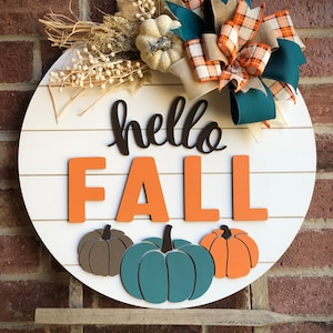 Hello Fall Door Hanger, Hello Pumpkin Door Hanger, Fall Decor for Front ...