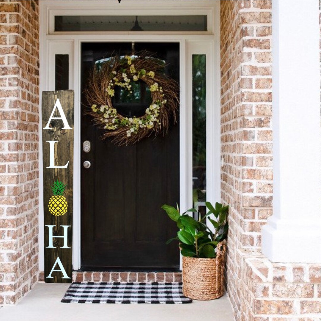 Aloha Pineapple Welcome Porch Sign for Front Door, Porch Sign, Welcome ...
