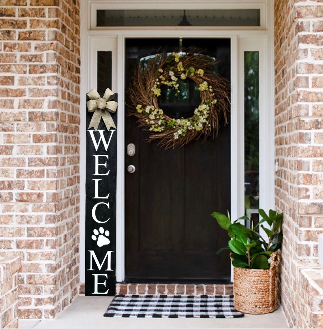 Welcome Dog Paw Print Porch Sign, Housewarming Gift for Pet Lovers ...