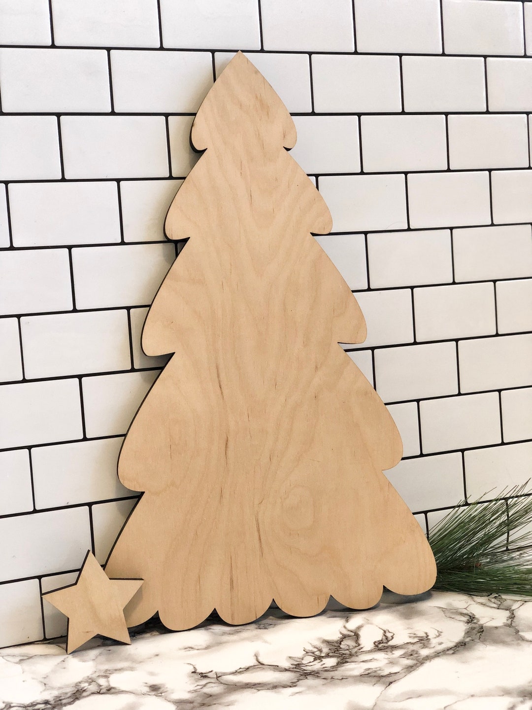 Christmas Tree Wood Cutout, Tree Blank, Unfinished Wood Christmas Door ...
