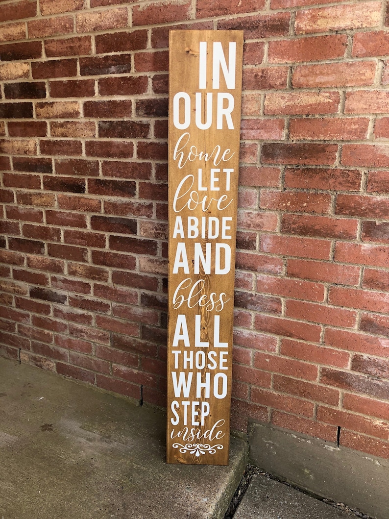 Religious Quote Porch Sign Welcome Front Door in Our Home - Etsy