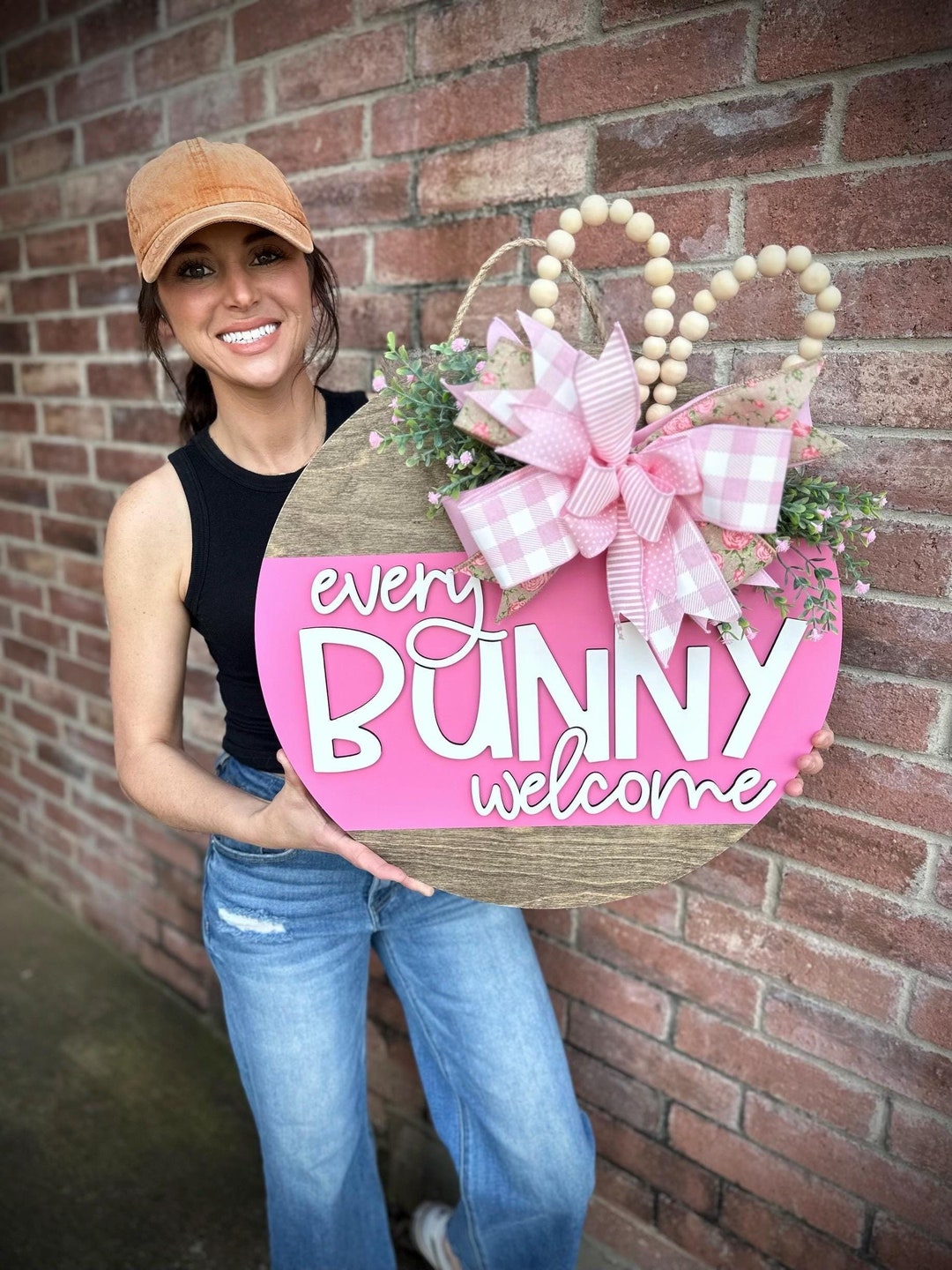 Happy Easter Door Hanger, Every Bunny Welcome Front Door Decor, Bunny ...