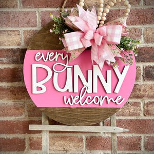 Happy Easter Door Hanger, Every Bunny Welcome Front Door Decor, Bunny ...