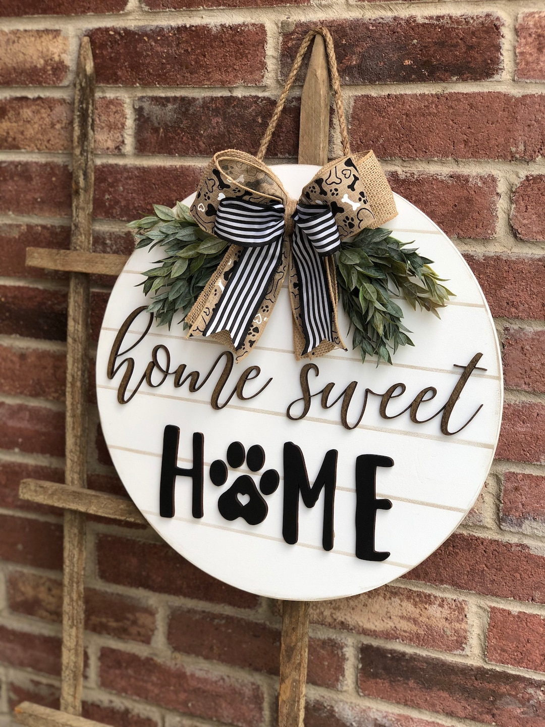 Front Door Decor, Dog Paw Print Door Hanger, Home Sweet Home Front Door ...