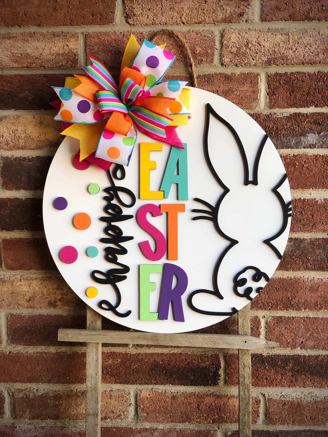 Happy Easter Door Hanger, Front Door Decor, Bunny Easter Wreath, Front ...