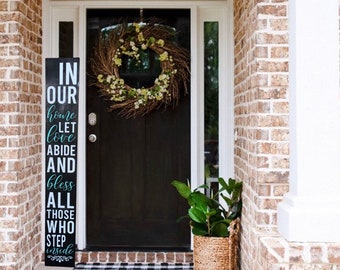 Religious Quote Porch Sign Welcome Front Door in Our Home - Etsy