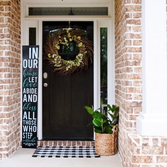 Religious Porch Sign in Our Home Welcome Sign Front Porch | Etsy
