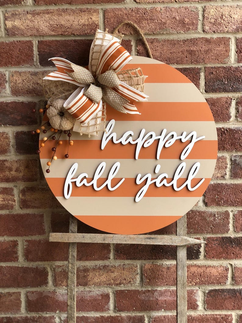 Fall Front Door Decor, Happy Fall Y’all Door Hanger, 3D Lettering ...