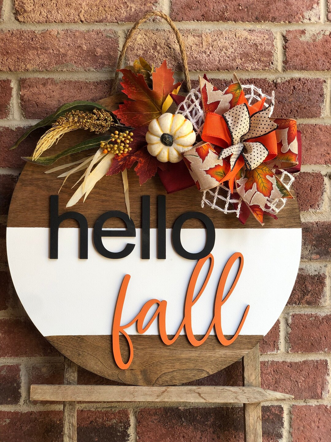 Front Door Decor, Hello Fall Door Hanger, Front Door Sign, Outdoor Fall ...